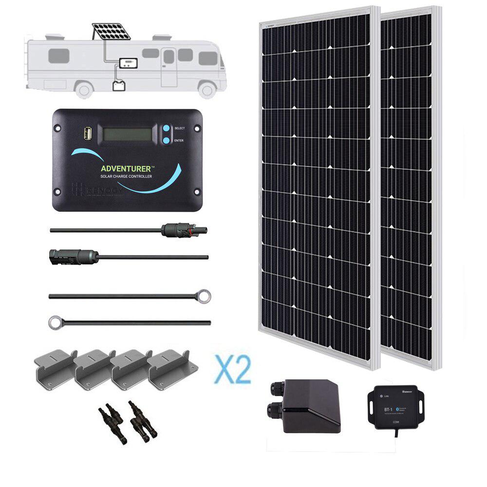 Renogy 200-Watt 12-Volt Monocrystalline Off-Grid Solar System RV Kit ...