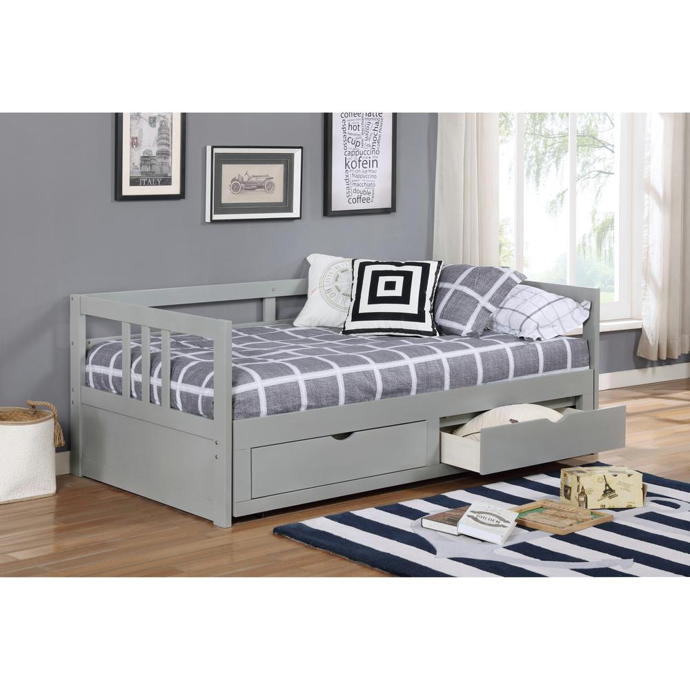 Furniture of America Kerry Convertible Gray Twin Daybed With Drawers ...