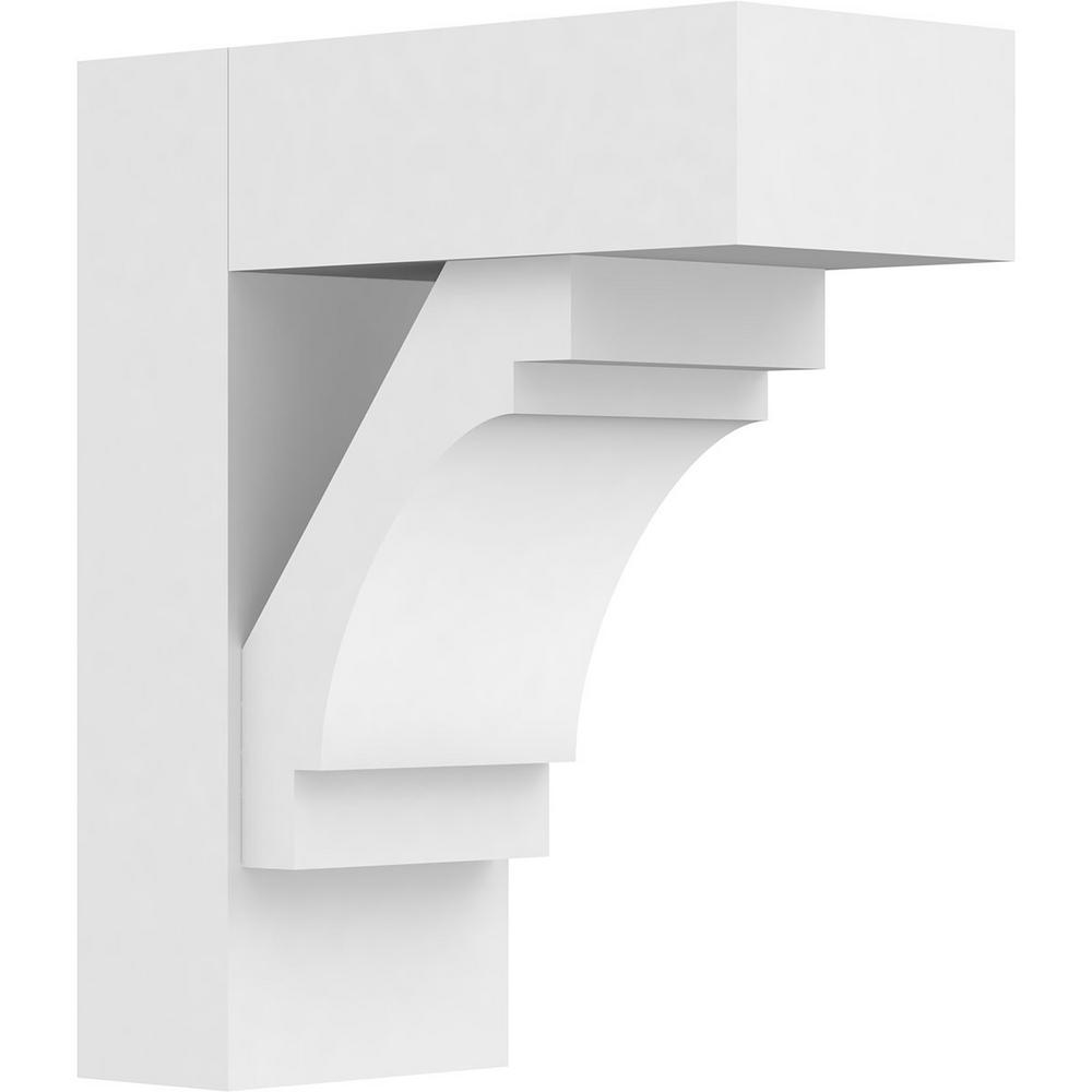 Ekena Millwork 5 in. x 14 in. x 12 in. Merced Bracket with Block Ends ...