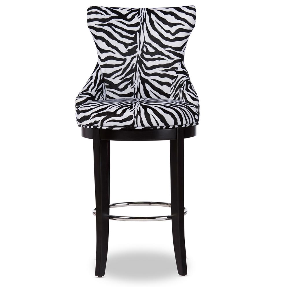 Baxton Studio Peace Zebra Printed Fabric Upholstered Bar Stool-28862 ...