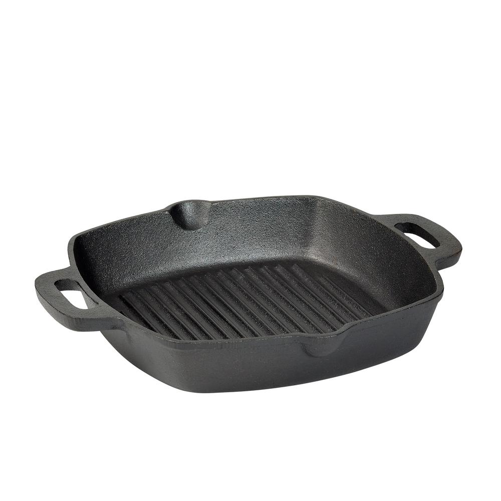 Basic Essentials 10 in. Cast Iron Nonstick Grill Pan in Black-TTU-U0343 ...