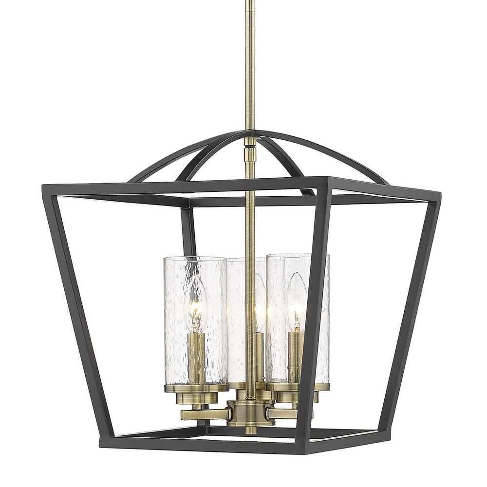 Golden Lighting Mercer 5-Light Linear Pendant in Matte Black with Aged ...
