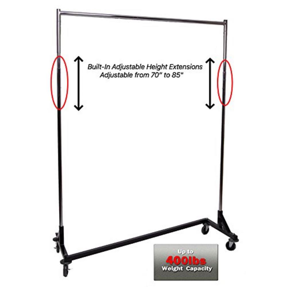 Only Hangers Adjustable Height Heavy Duty Z Rack w/ Black Base 72" H x ...