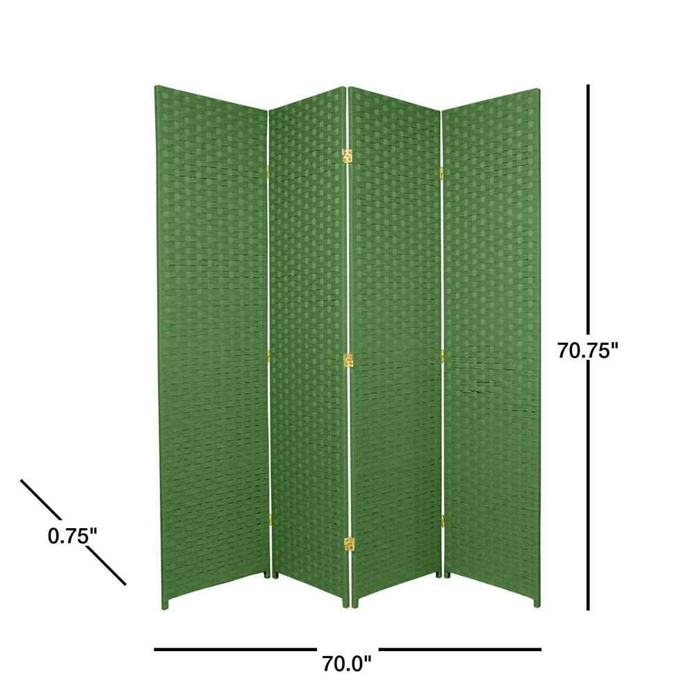 Oriental Furniture 6 ft. Light Green 4-Panel Room Divider-SSFIBER-4P ...