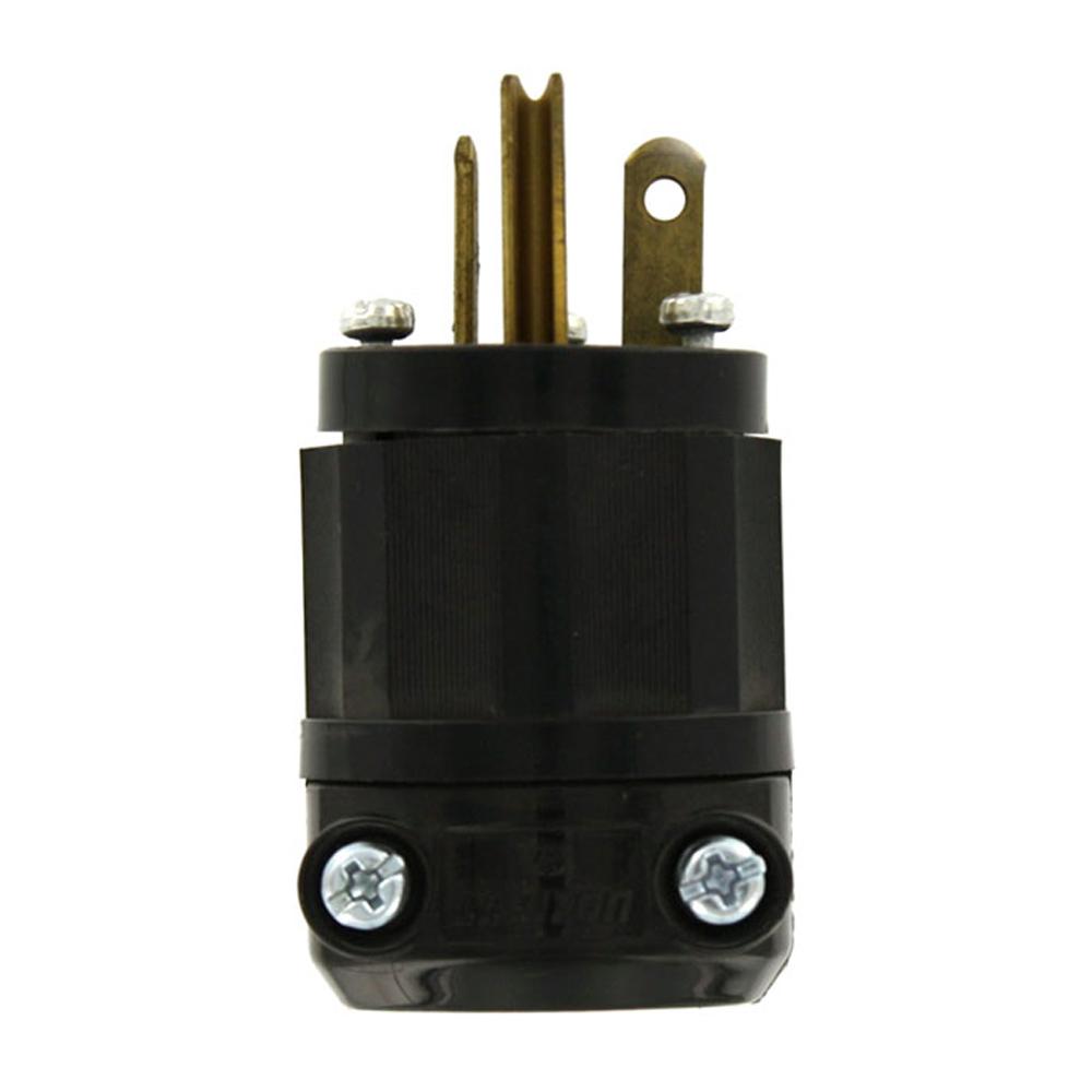 Leviton 20 Amp 125-Volt Straight Blade Grounding Plug, Black-5366-B ...