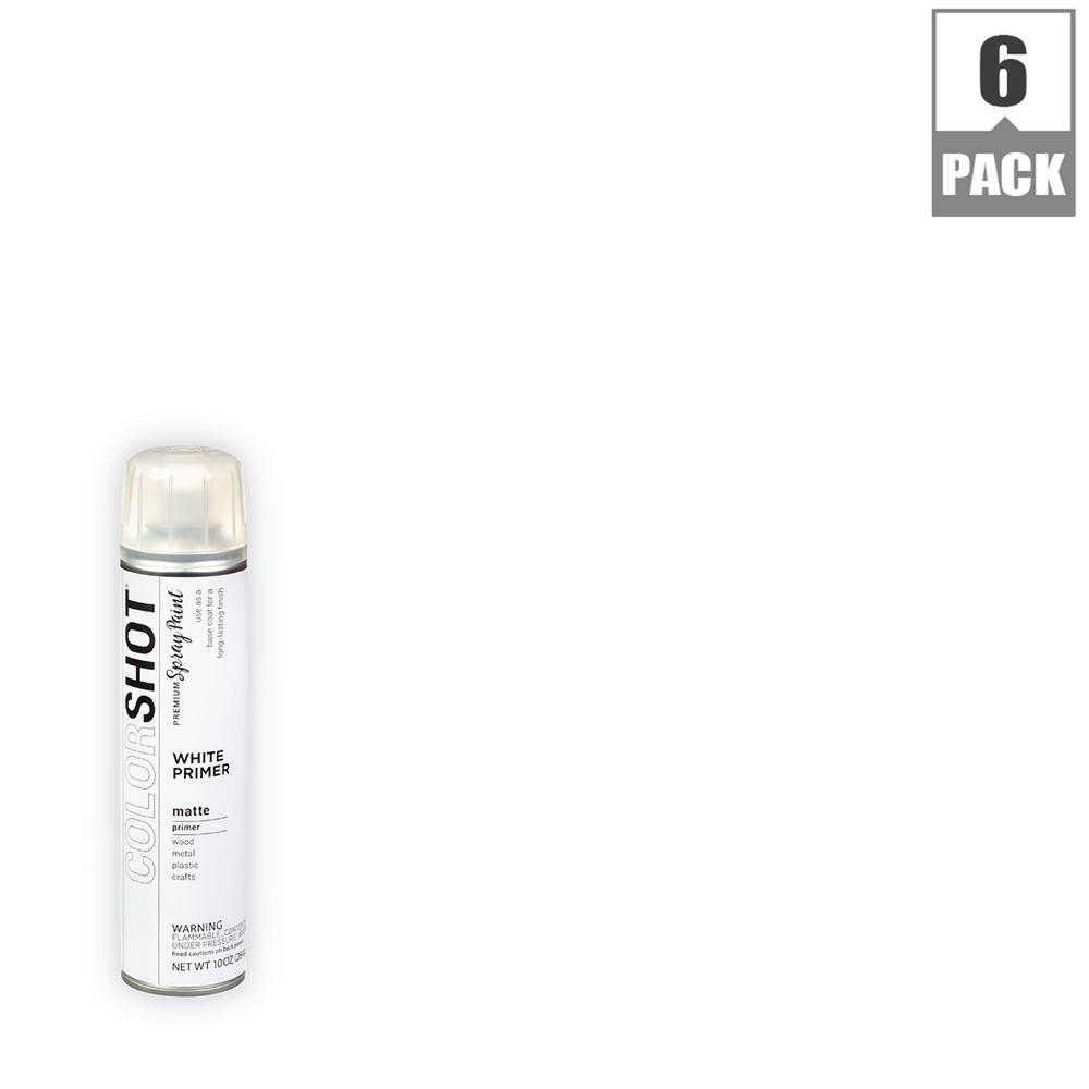 COLORSHOT 10 oz. Matte Primer White General Purpose Aerosol Spray Paint ...