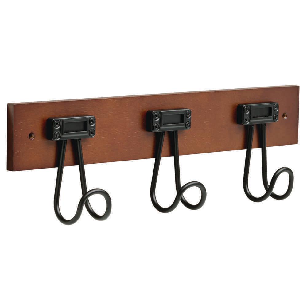 Liberty 18 in. Cocoa and Matte Black Industrial Label Hook Rack-R26078 ...