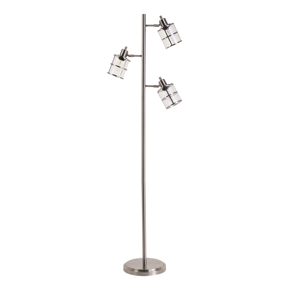 Cresswell 68 in. 3-Head Track Tree Brushed Nickel Floor Lamp with ...