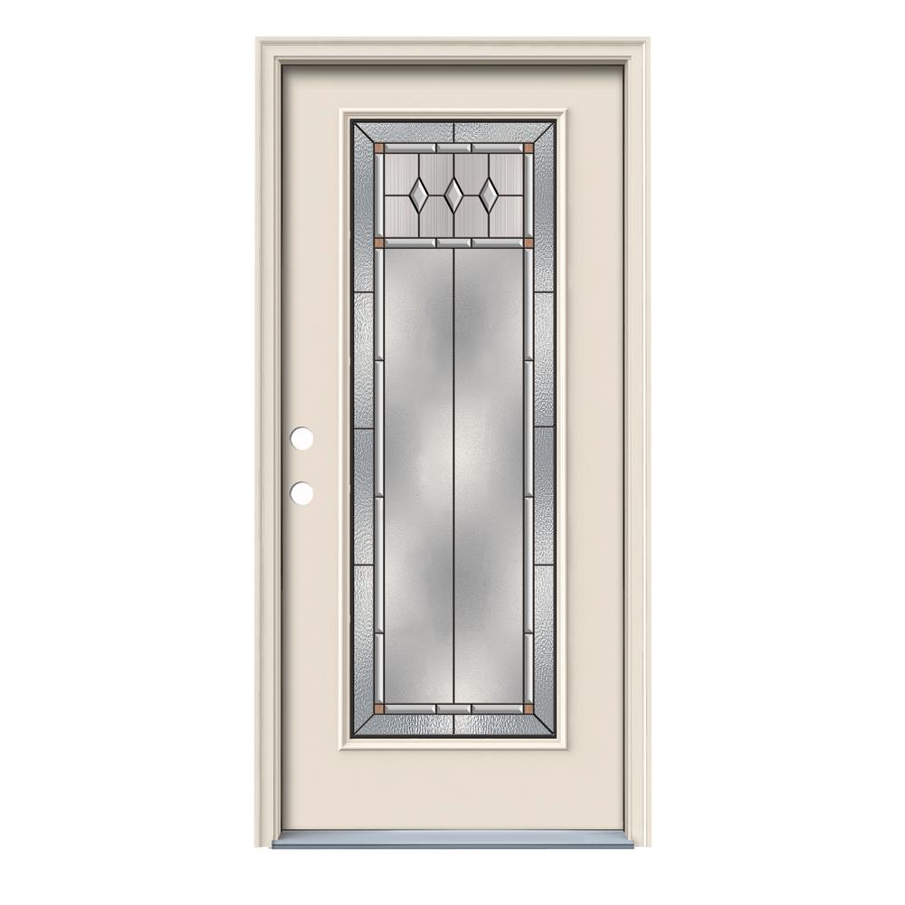 JELD-WEN 36 in. x 80 in. Full Lite Mission Prairie Primed Steel Prehung ...