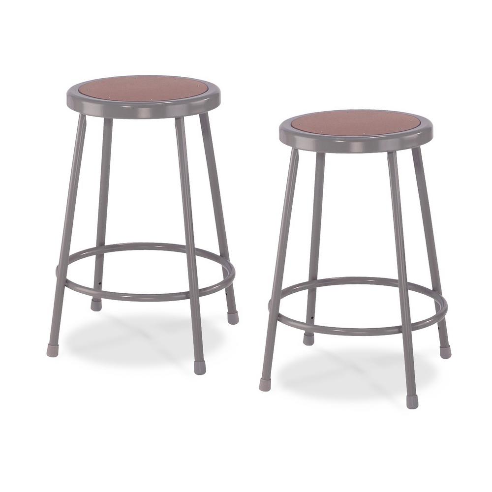 National Public Seating 24 in. Grey Heavy-Duty Steel Stool (2-Pack ...
