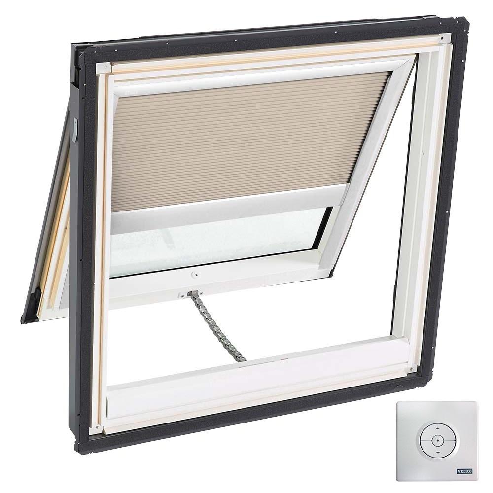 VELUX 30-1/16 in. x 30 in. Solar Powered Venting Deck-Mount Skylight w/ Laminated Low-E3 Glass ...