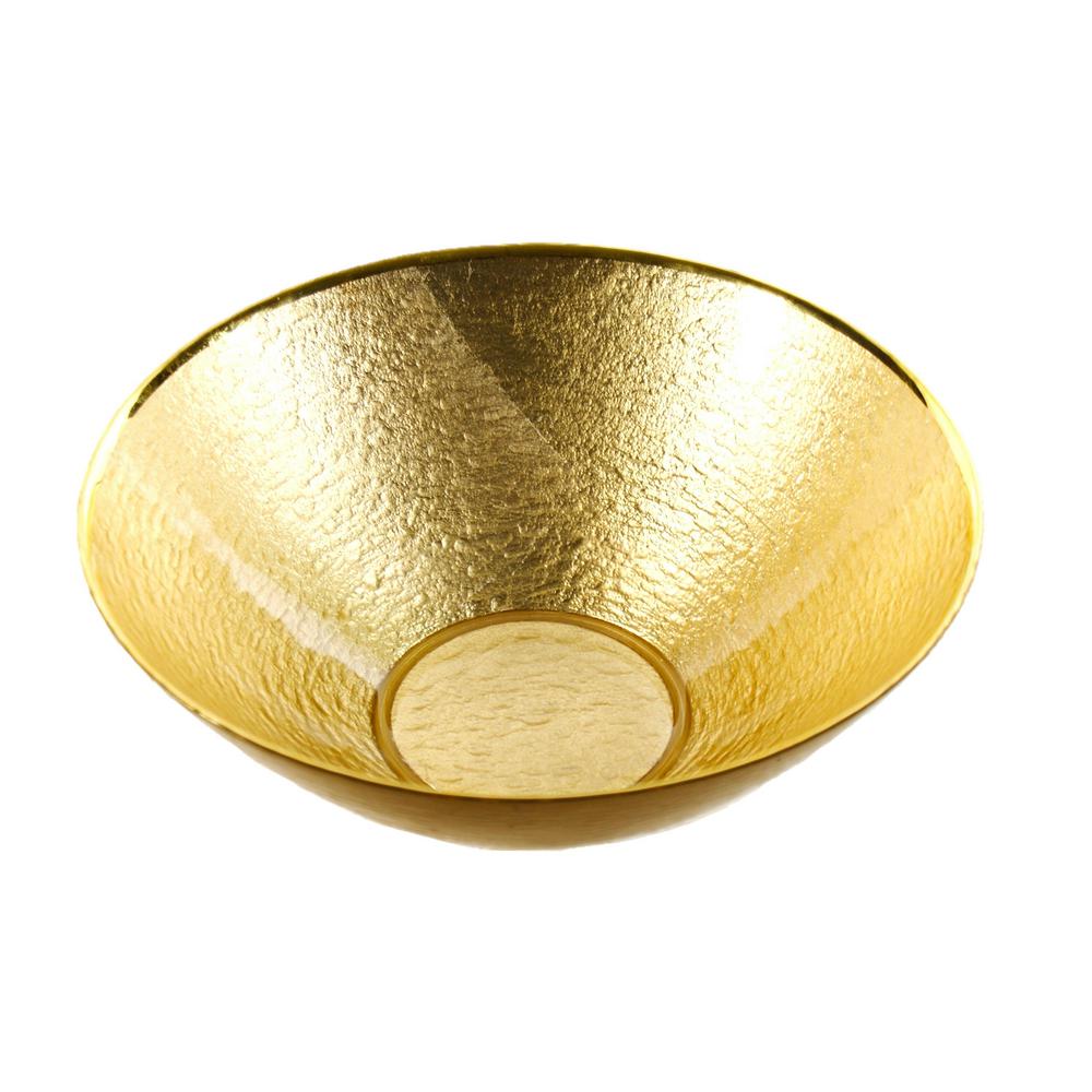 Glamour Gold Leaf 12 in. Handmade Glass Bowl-D254G - The Home Depot