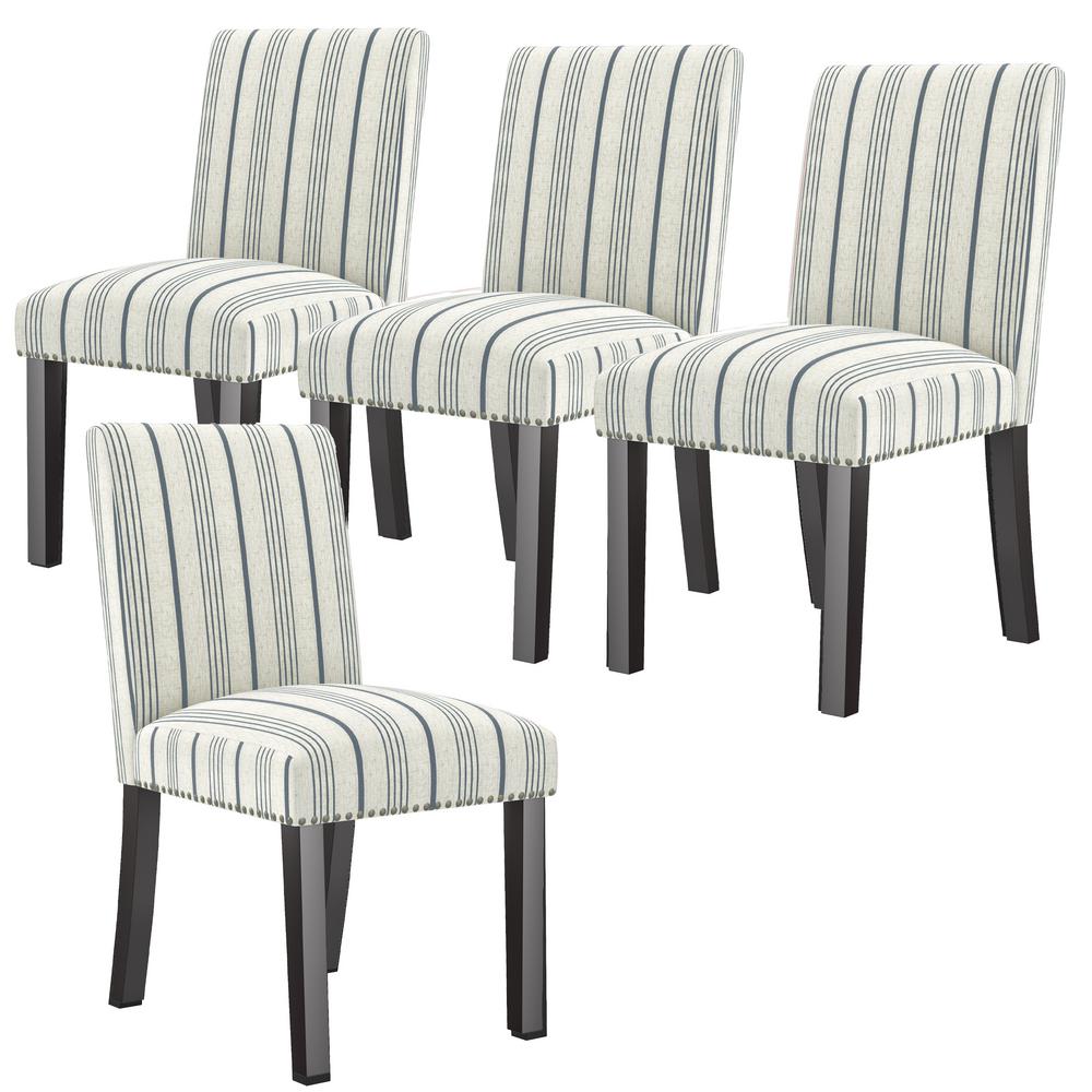 Handy Living Schmitz Upholstered Dining Chairs in Woven Denim Blue ...