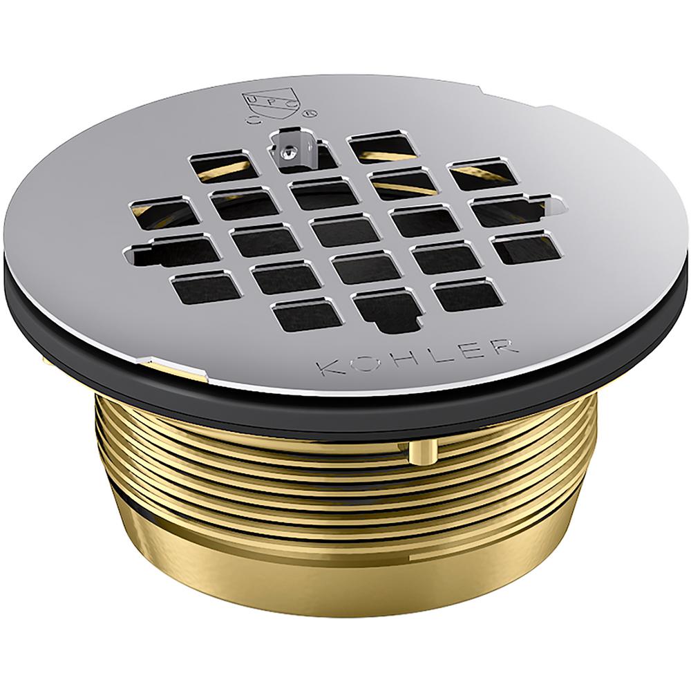 KOHLER Round Brass Shower Receptor Drain, Polished Stainless-K-22675-S ...