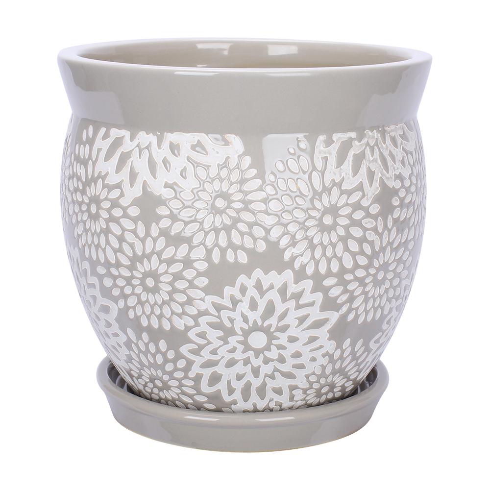 Southern Patio Farrah 7 in. Dia Gray Ceramic Planter-CRM-057734 - The ...