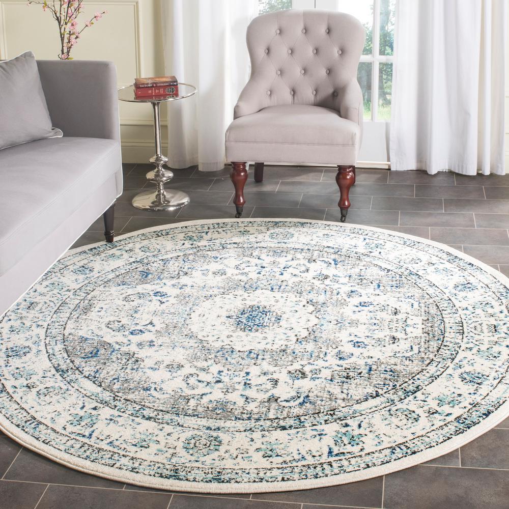 Safavieh Evoke Gray Ivory 9 Ft X 9 Ft Round Area Rug EVK220D 9R The