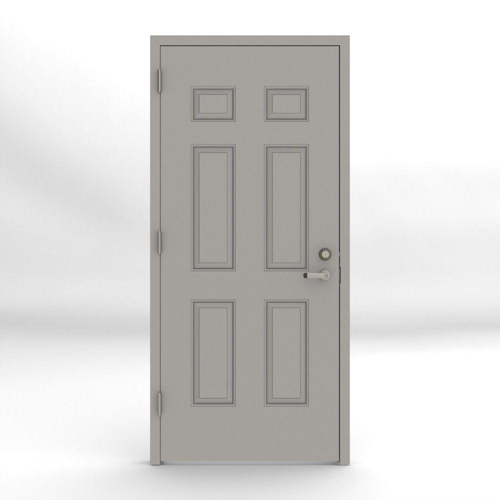 36 In X 84 In Gray Right Hand 6 Panel Security Steel Prehung 36 In X 84 In Gray Right Hand 6 Panel Security Steel Prehung