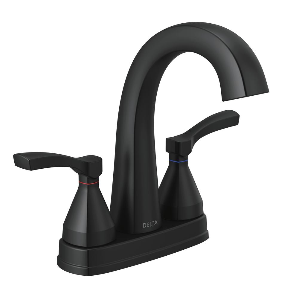 Delta Stryke 4 in. Centerset 2-Handle Bathroom Faucet with Metal Drain ...