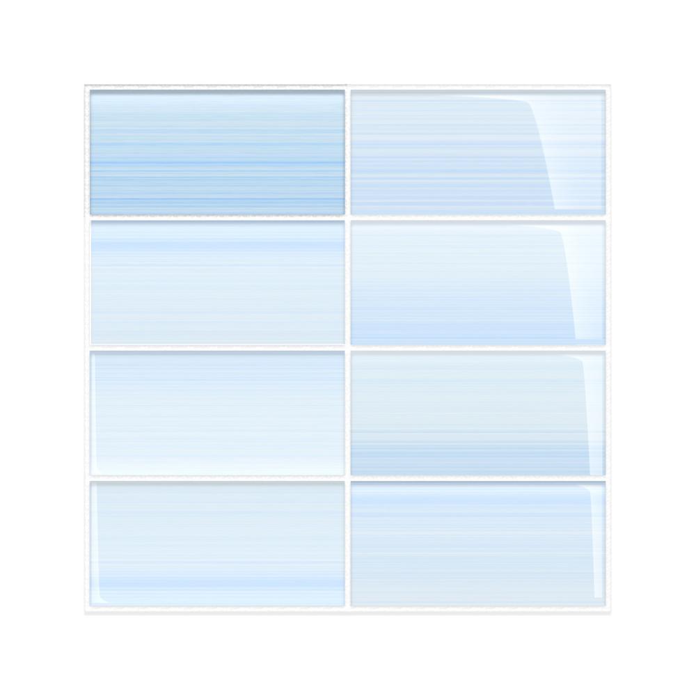Bodesi Big Blue Glass Tile for Kitchen Backsplash and Showers - 3 in. x ...