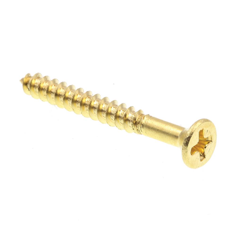 Prime-Line #4 x 1 in. Solid Brass Phillips Drive Flat Head Wood Screws ...