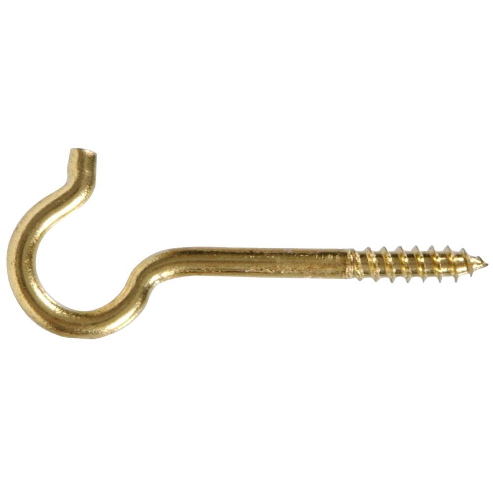 The Hillman Group 0207 X 3 58 In Solid Brass Round Ceiling Type Screw Hook 25 Pack 3212420