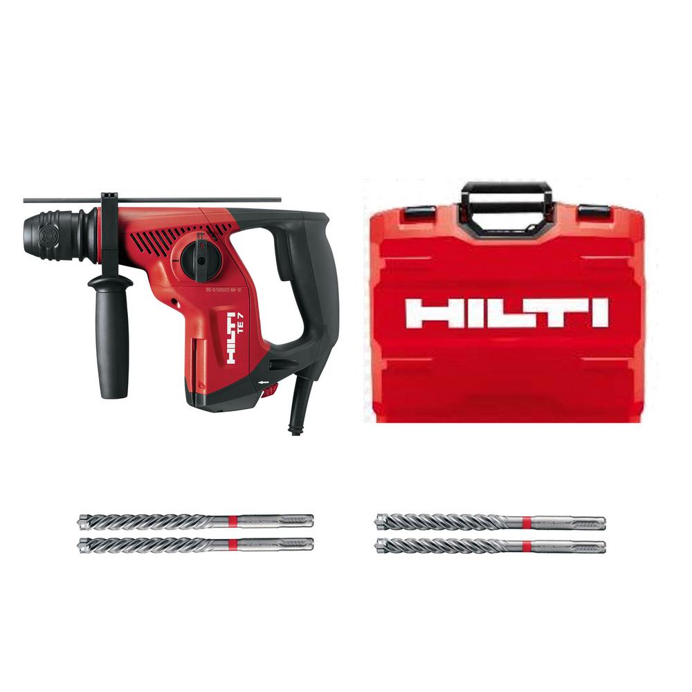 Hilti 120-Volt SDS-Plus TE-7 Corded Rotary Hammer Drill Kit with 4 TE ...