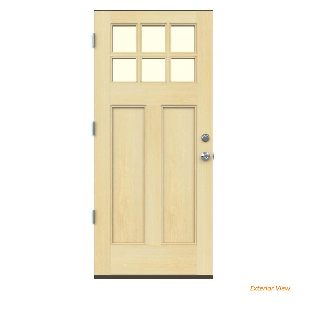 JELD-WEN 36 in. x 80 in. Craftsman Unfinished Right-Hand Outswing 6 ...