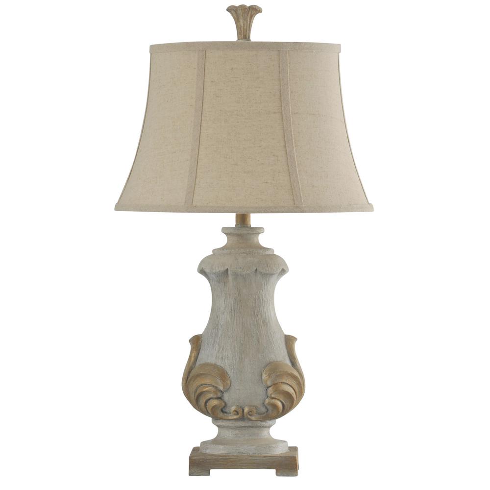 StyleCraft 30 in. Chrysta Cream Table Lamp with Beige Softback Fabric ...