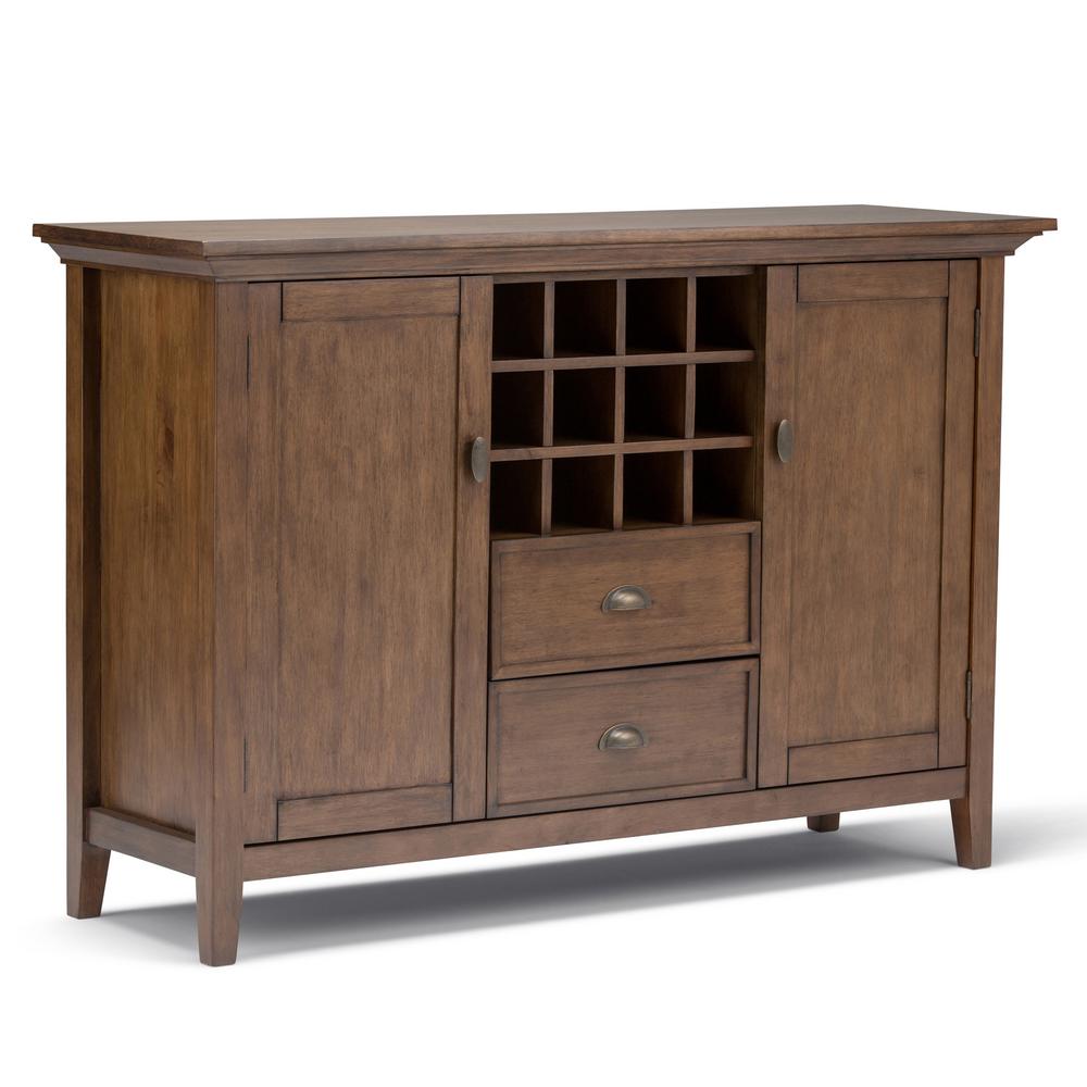 Simpli Home Redmond Rustic Natural Aged Brown Buffet with Storage ...