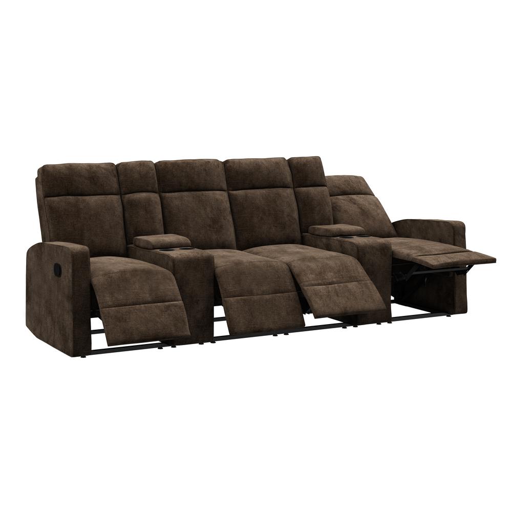 ProLounger 4-Seat Reclining Sofa 114 in. Wide with 2-Storage Consoles ...