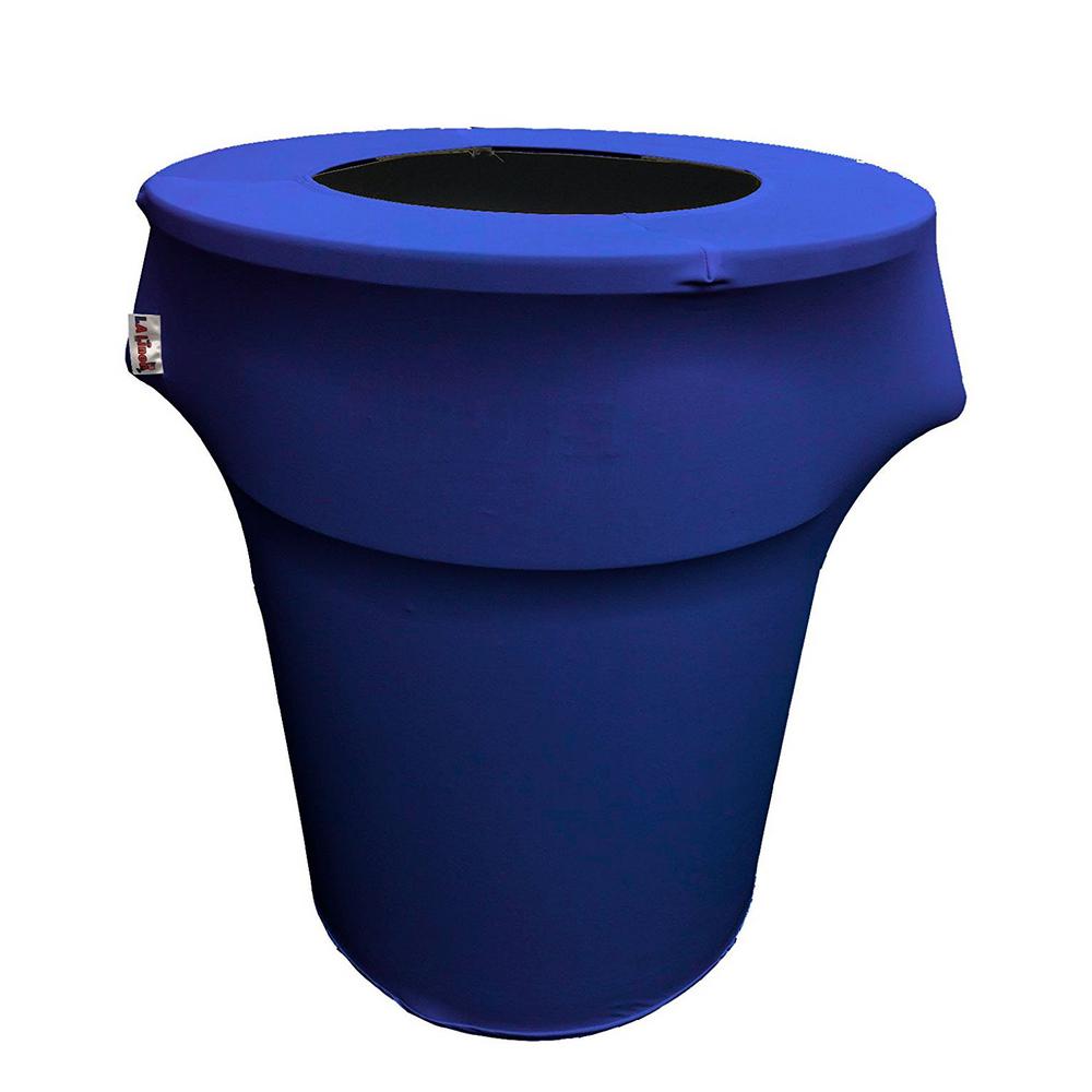 LA Linen Stretch Spandex Trash Can Cover 44 Gal. Round in Royal Blue ...
