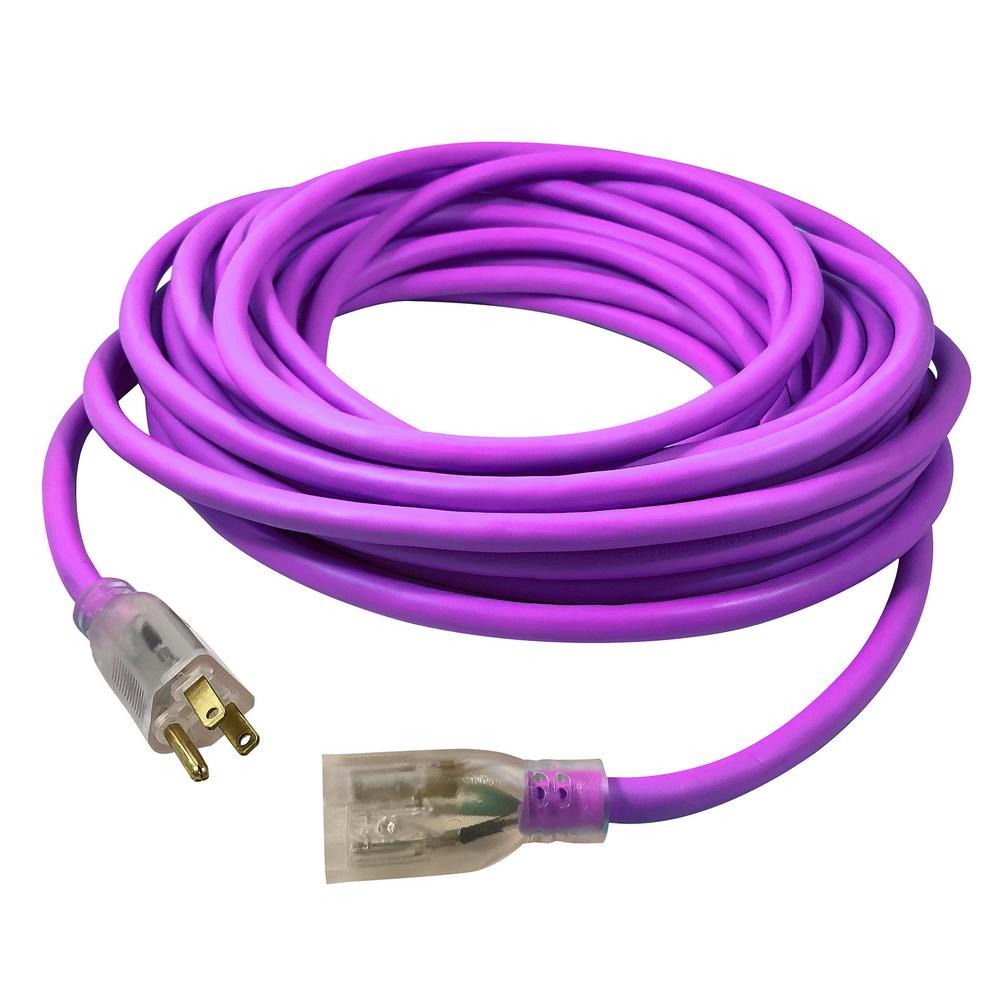 USW 100 ft. 12/3 Purple Fluorescent Extension Cord-96100PPL - The Home ...
