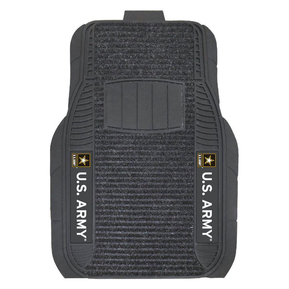 FANMATS Army Black Heavy Duty 2-Piece 20 in. x 27 in. Vinyl Car Mat ...