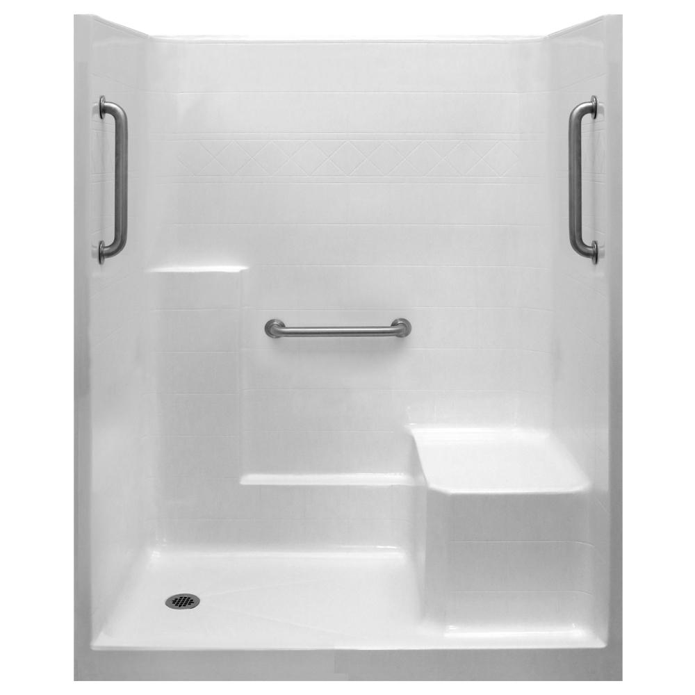 Ella Classic 36 In X 60 In X 77 In 1 Piece Low Threshold Shower Stall In White Grab Bars