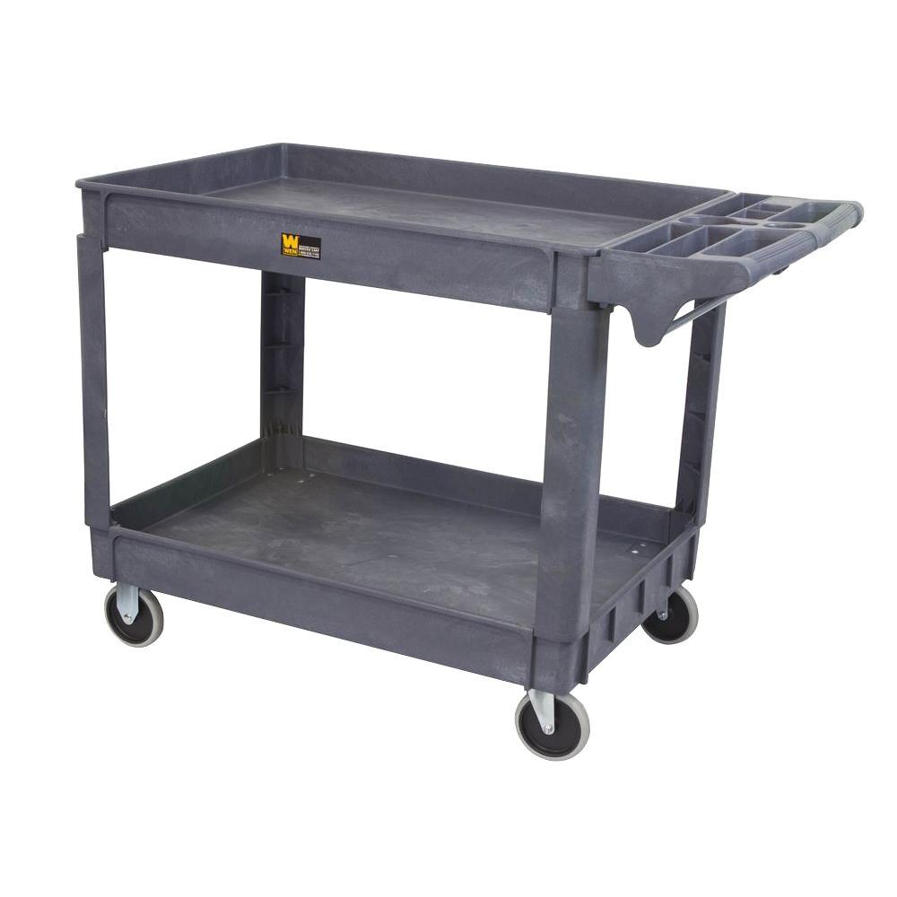 Utility Service Push Storage Tool Cart 46 x 33.5 in.2 Shelve Tray ...