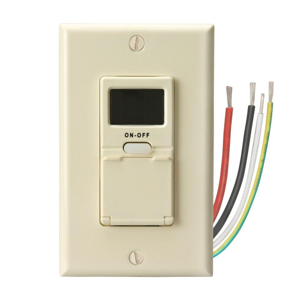 Woods 15 Amp 7 Day In Wall Programmable Digital Timer Switch Almond 