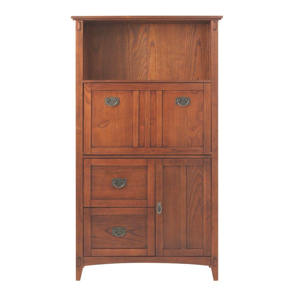 Home Decorators Collection Artisan Medium Oak Secretary Desk with ... Home Decorators Collection Artisan Medium Oak Secretary Desk with ...