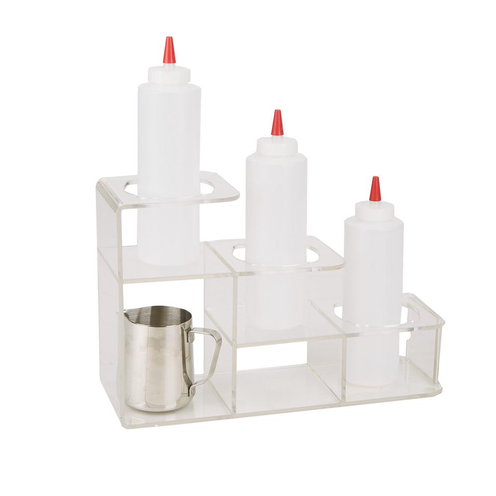 Mind Reader Clear Acrylic 3-Compartment Bottle Holder for Syrup Wine ...