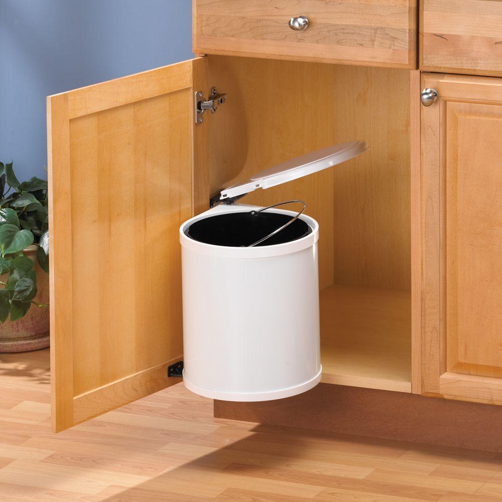 Real Solutions For Real Life 16 5 In X 11 In X 11 In In Cabinet Pivot Out Trash Can In White 