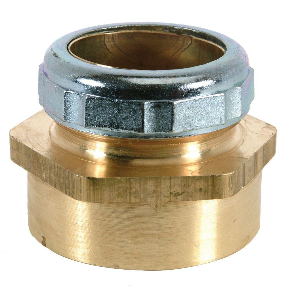 BrassCraft 1-1/2 in. O.D. Compression x 1-1/2 in. FIP Brass Waste Connector with Die Cast Nut in ...