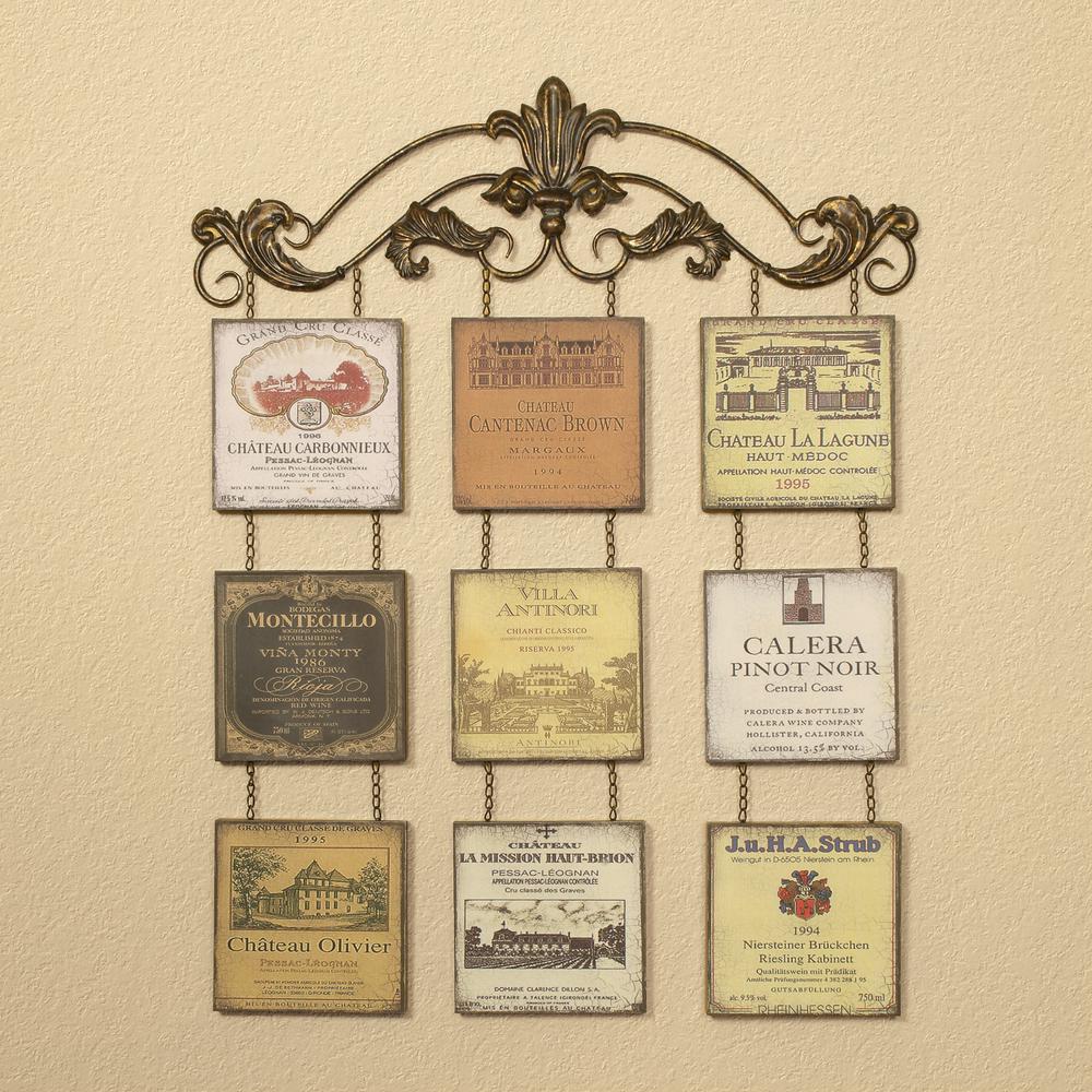 Multicolored Antiqued Wine Label Metal Work Wall Decor-2161 - The Home ...