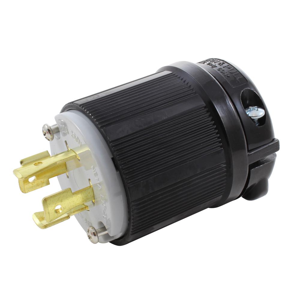 AC WORKS NEMA 3-Phase 20 Amp 250-Volt 4-Prong Locking Male Plug With UL ...