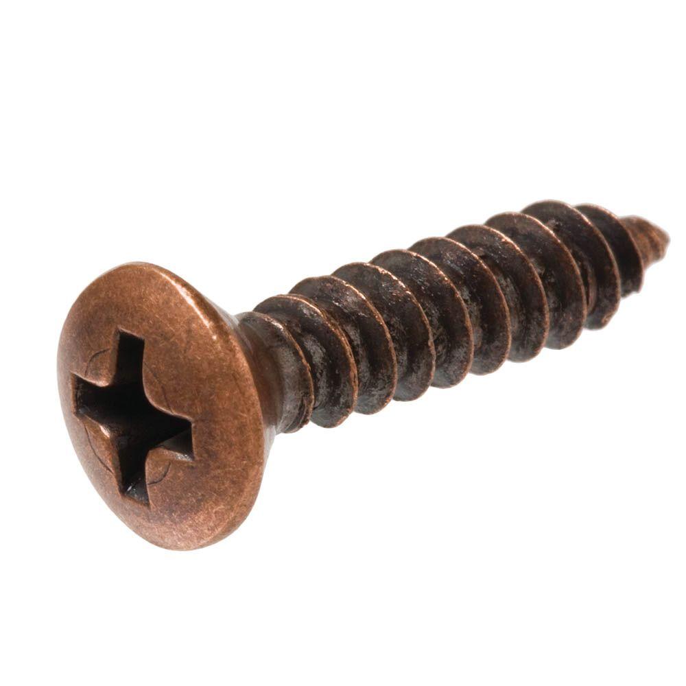 Crown Bolt #8 x 3/4 in. Antique Copper Oval Head Phillips Decor Screws ...