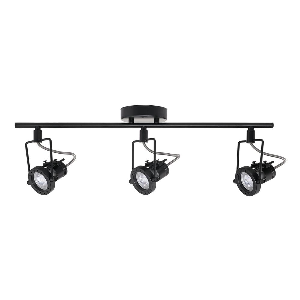 Hampton Bay 3-Light Black Pinhole Cylinder Linear Track Lighting Kit ...