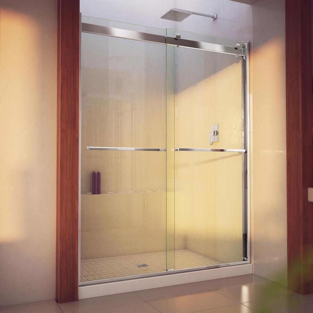 DreamLine Essence 56 in. to 60 in. x 76 in. Semi-Frameless Sliding ...