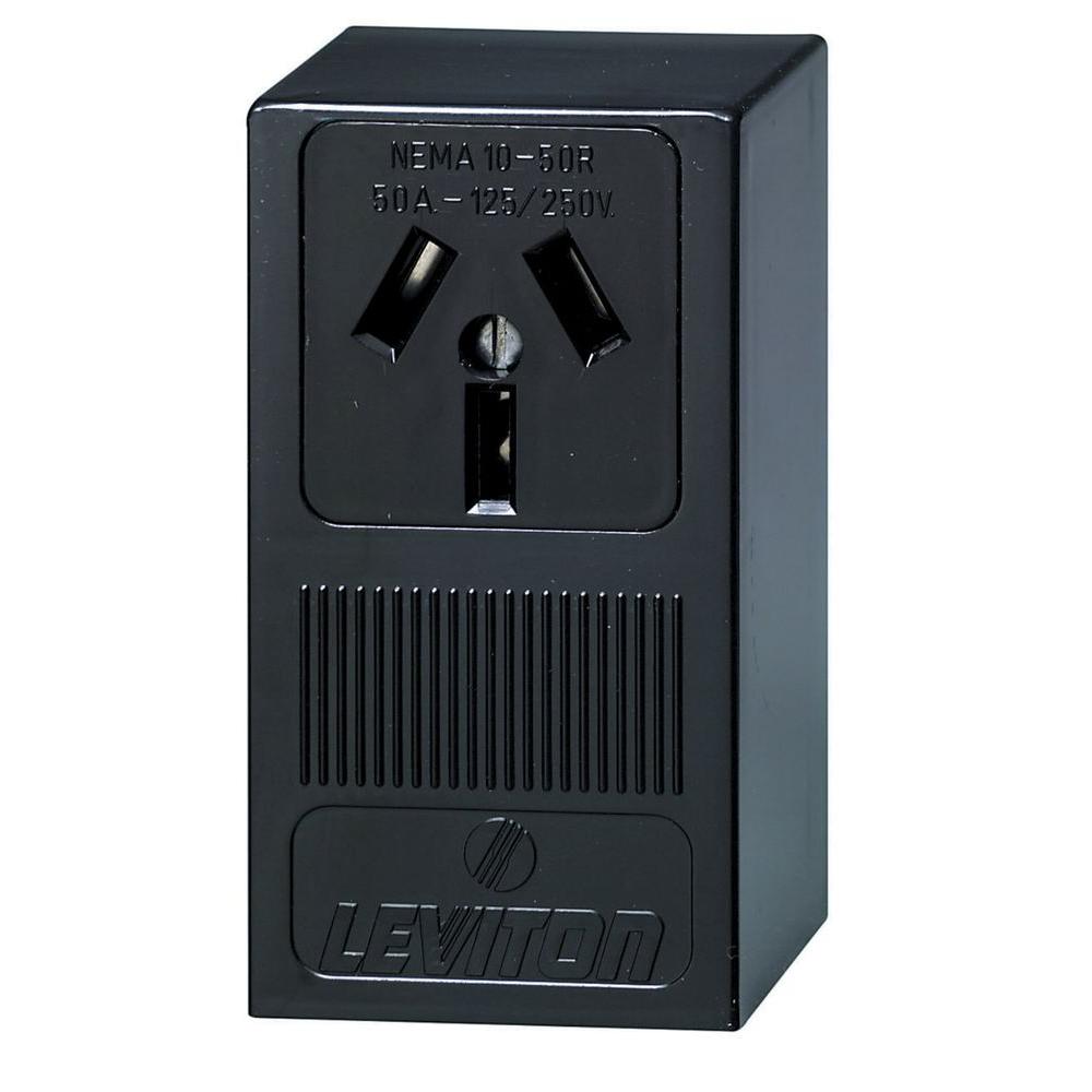 Leviton 50 Amp Thermoplastic Power Single Outlet, Black-5050 - The Home ...