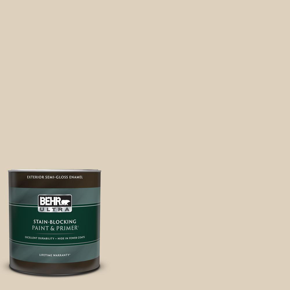 BEHR ULTRA 1 qt. #OR-W07 Spanish Sand Semi-Gloss Enamel Exterior Paint ...