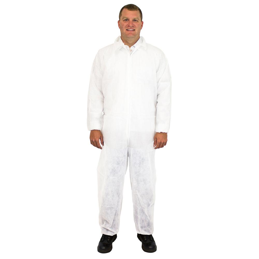 THE SAFETY ZONE Disposable Coverall Medium White Polypropylene (25-Pack ...