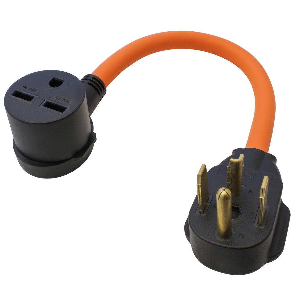 AC WORKS 1.5 ft. 14-30P 4-Prong Dryer Plug to 6-30R 3-Prong 30 Amp 250 ...