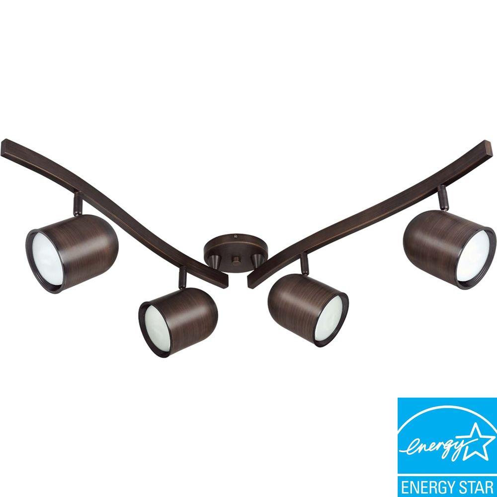 Hampton Bay 10 ft. 5-Light Antique Bronze Retro Pinhole Flexible Track ...